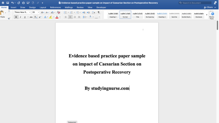 Evidence Based Practice Paper Sample PDF | PICOT Example