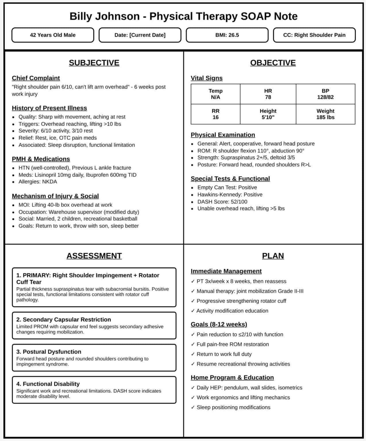 Therapy SOAP Note Example and Template 2025